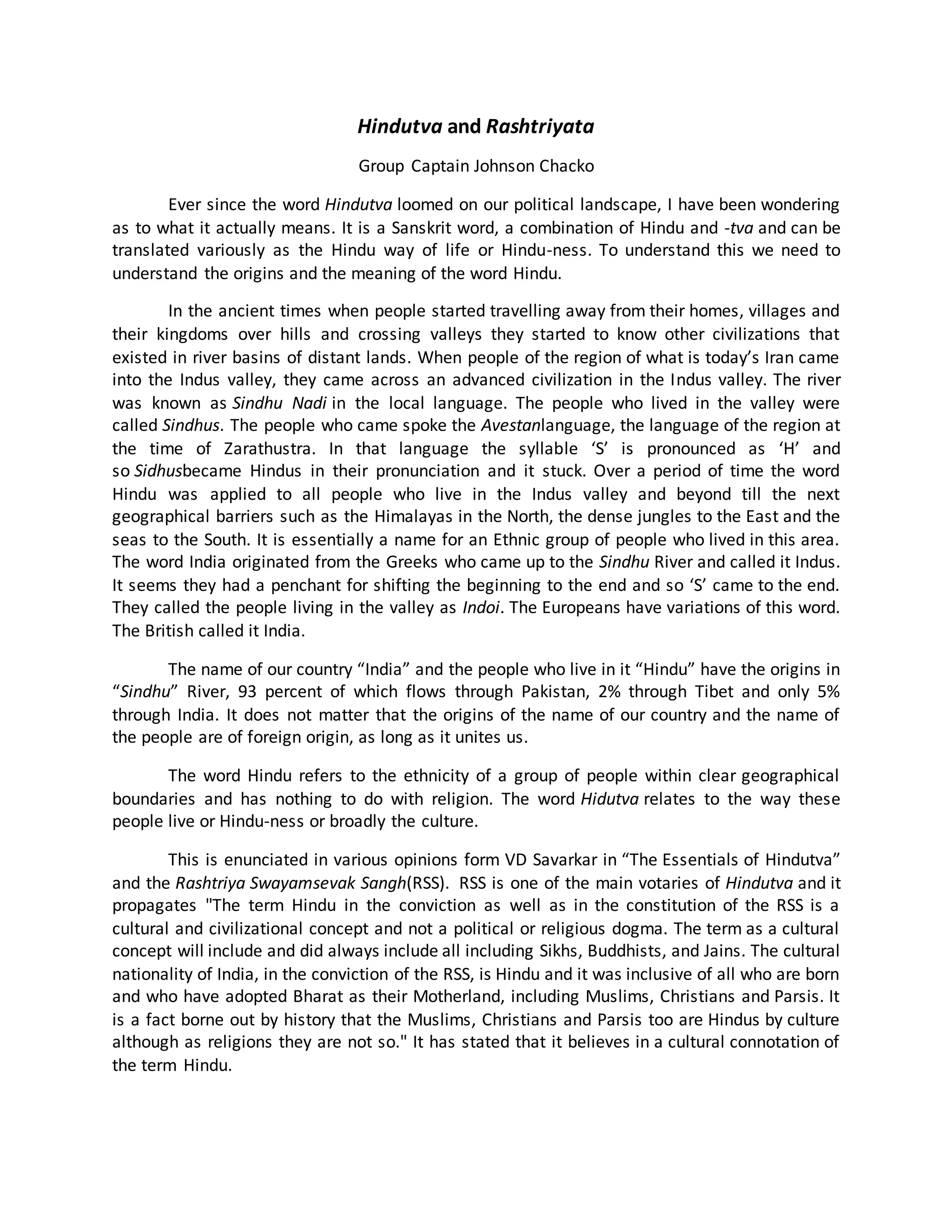 Hindutva and rashtriyata | DOCX