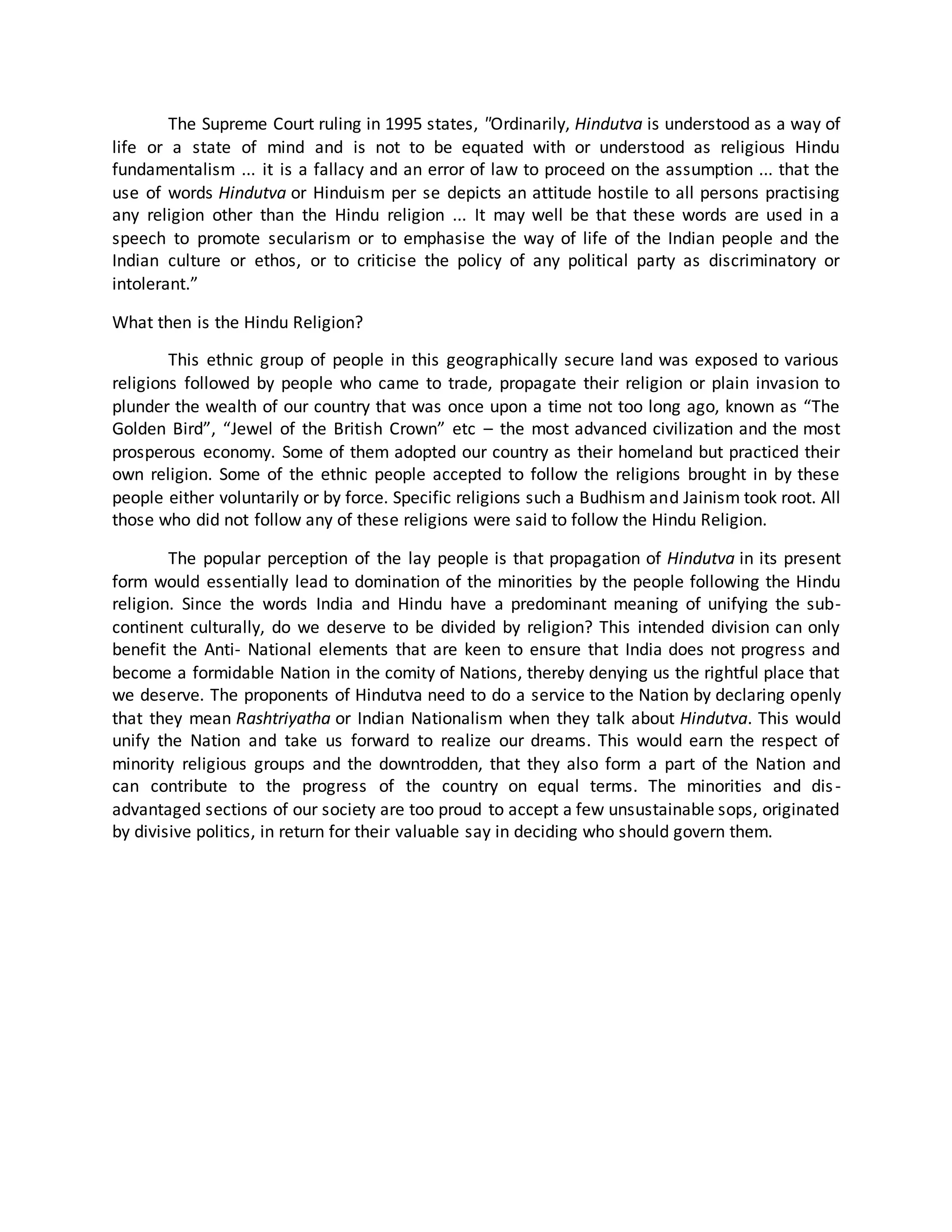 Hindutva and rashtriyata | DOCX