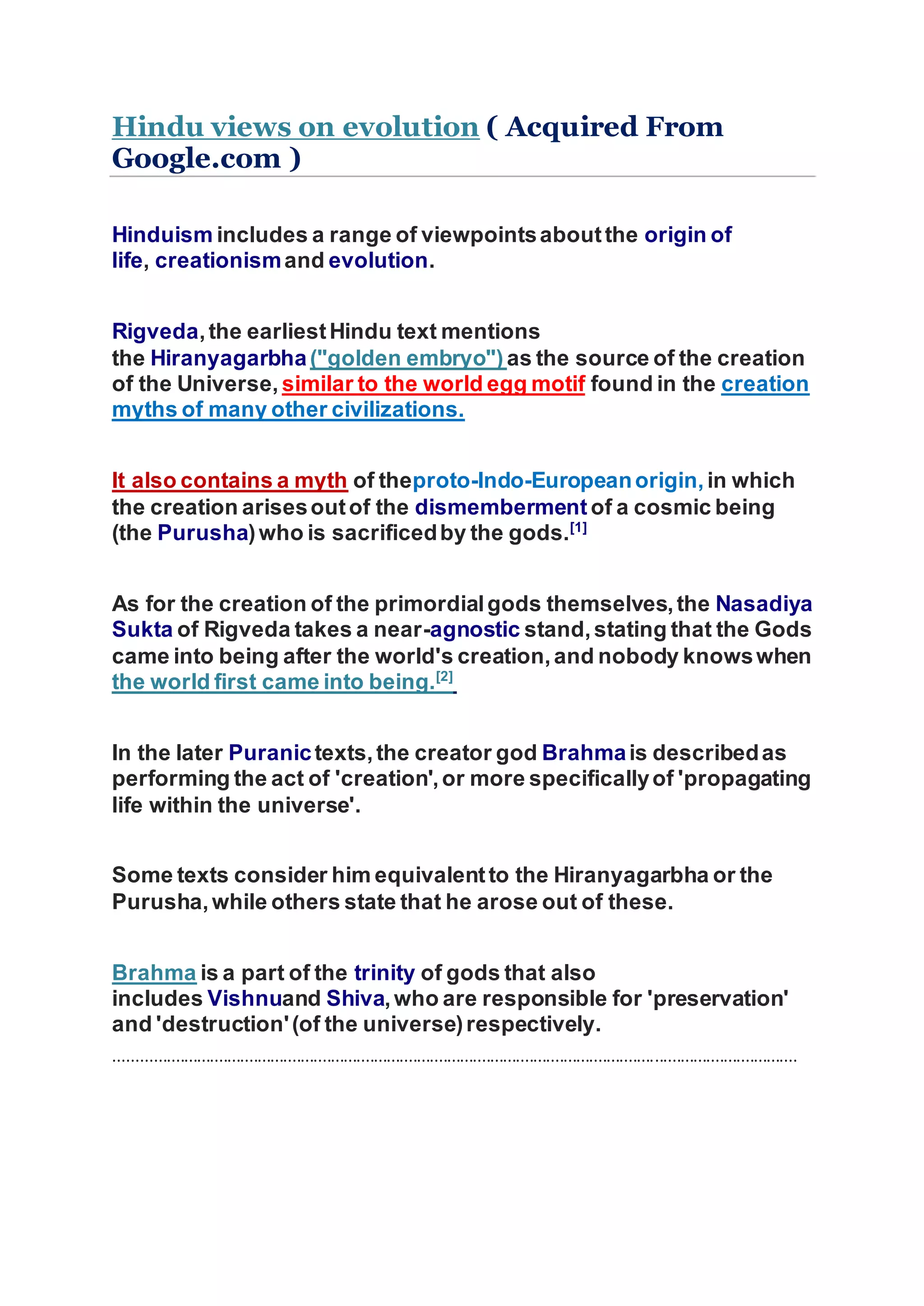 Hindu views on evolution ( from google.com ) | DOCX