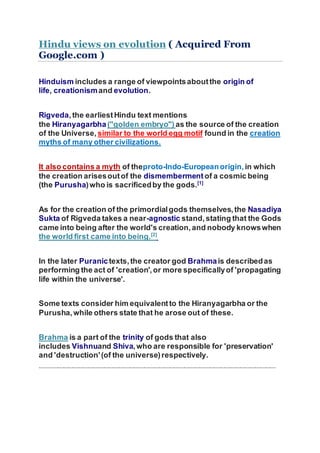 Hindu views on evolution ( from google.com ) | DOCX