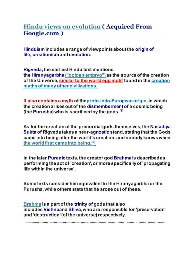 Hindu views on evolution ( from google.com ) | PDF
