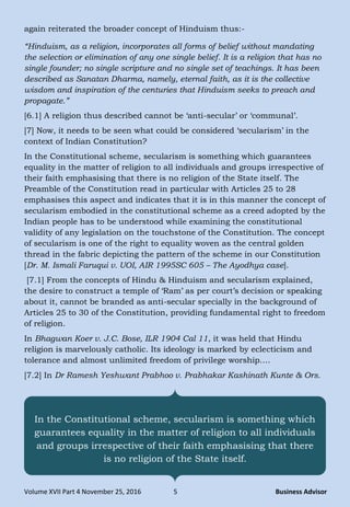 Hindu way of life cannot be branded anti-secular - T. N. Pandey | PDF