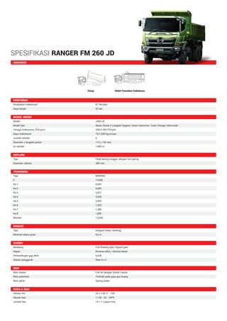 Hino FM 260 JD Spesifikasi Ranger FM 260 JD | PDF