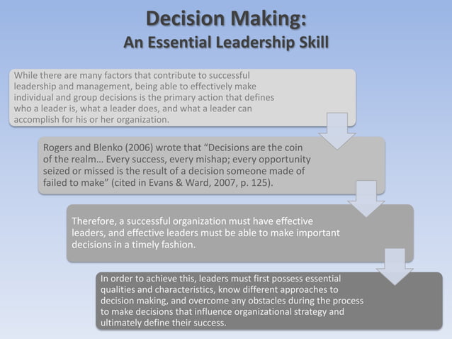 Decision Making: An Essential Leadership Skill | PPTX