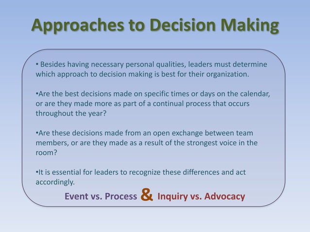 Decision Making: An Essential Leadership Skill | PPTX