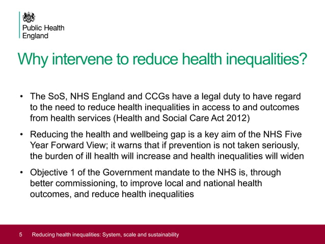 Reducing health inequalities: System, scale and sustainability | PPTX ...