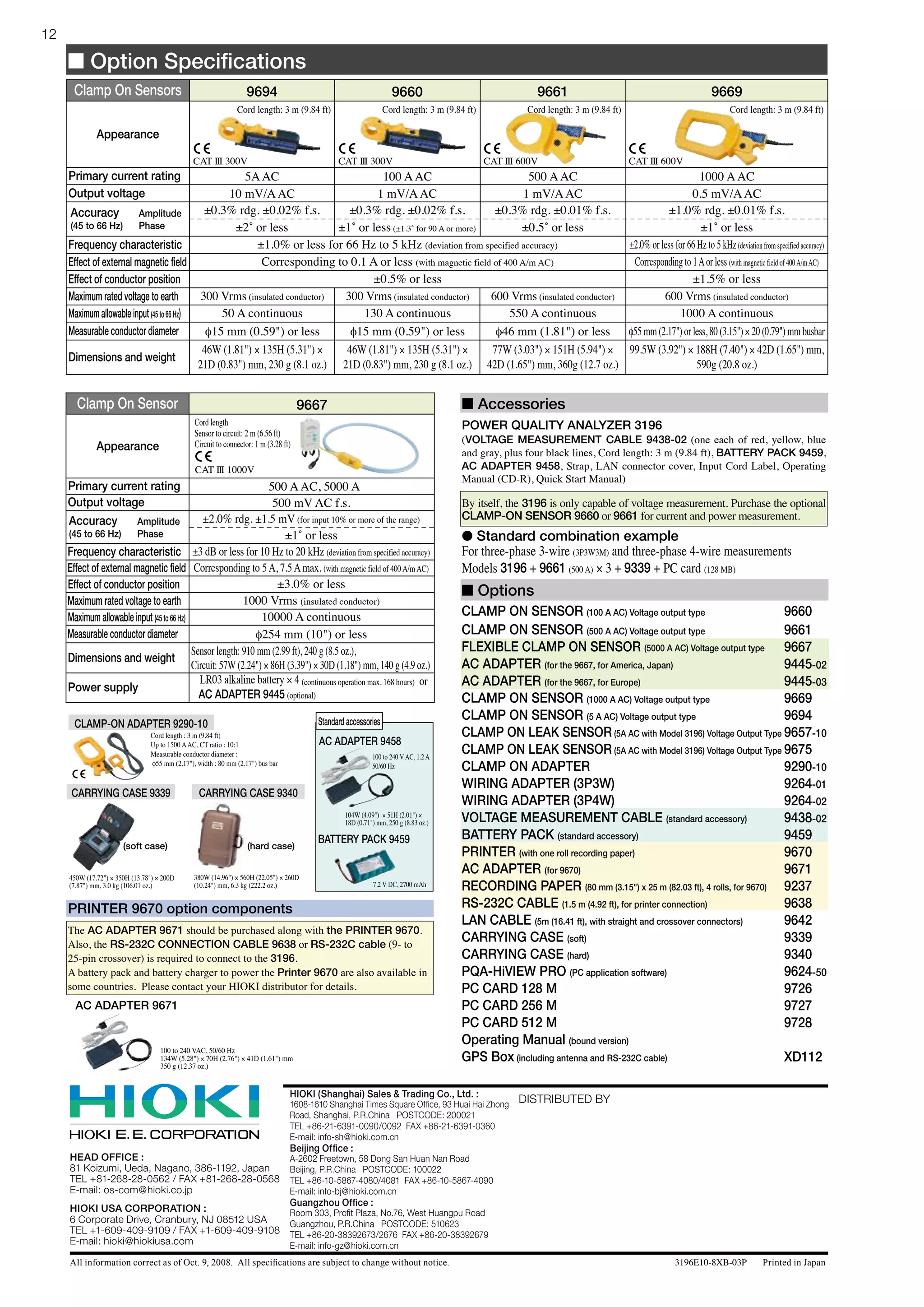 Hioki 3196 power_quality_analyzer_datasheet | PDF