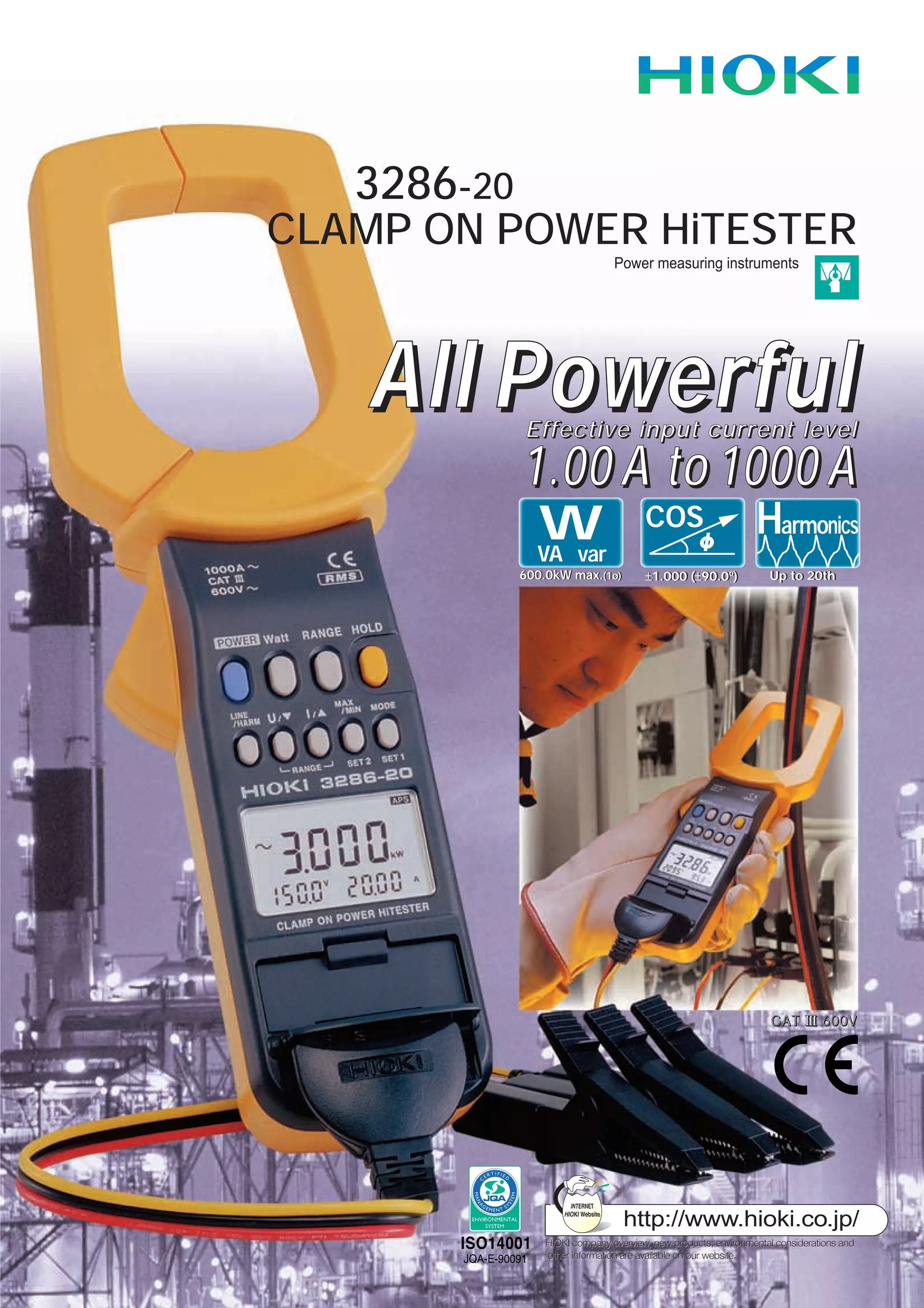 Hioki 3286-20 Single Phase Clamp On Power Hi-Tester in Bangladesh | PDF