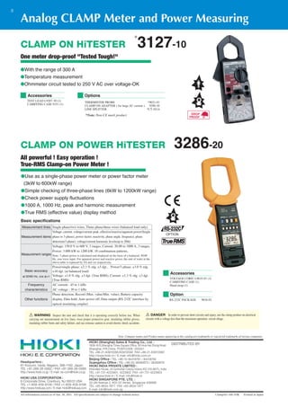 Hioki 3291 50-clamp-on_hi_tester_datasheet | PDF