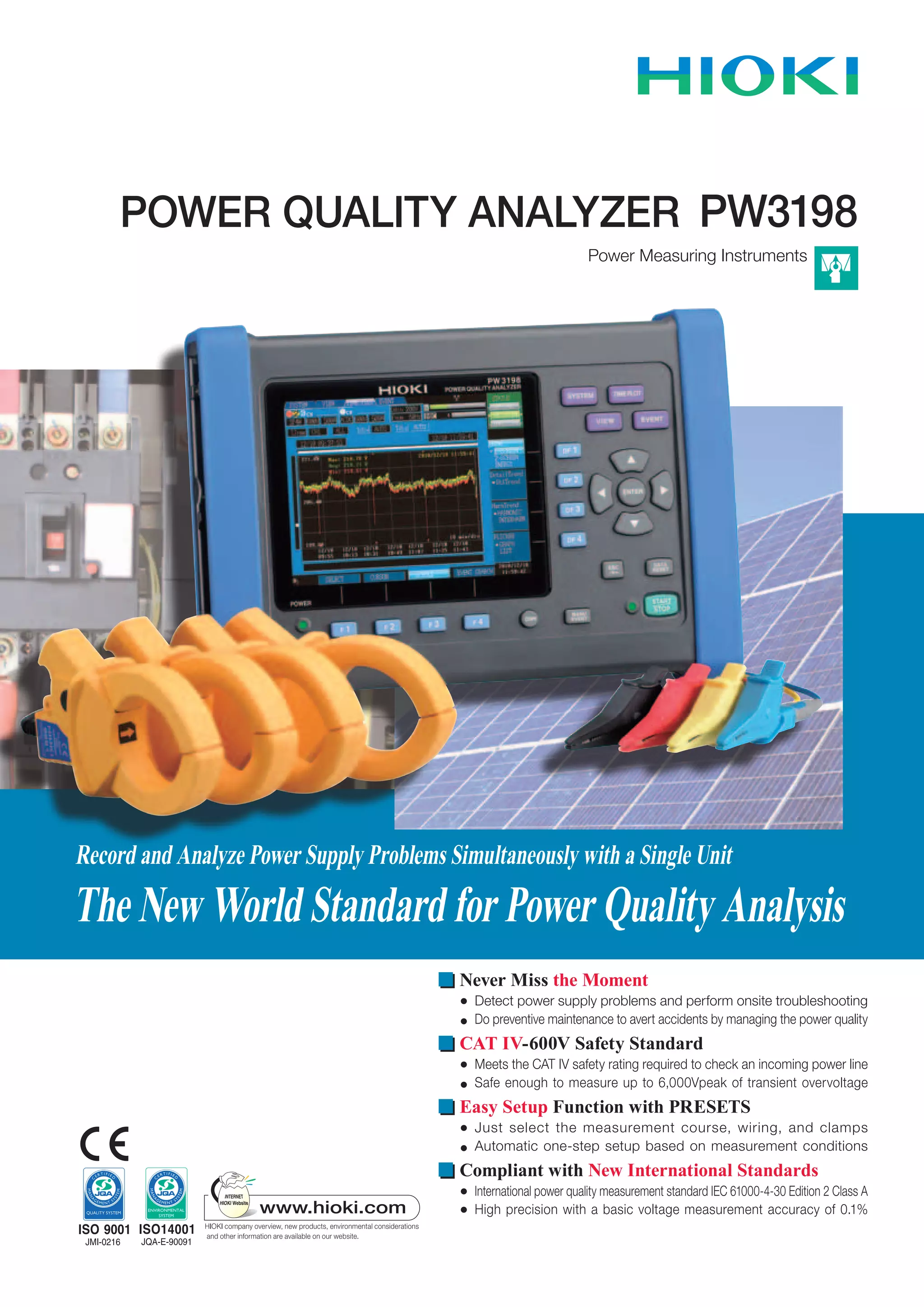 Hioki pw3198 power_quality_analyzer_datasheet | PDF
