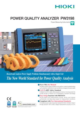 Hioki pw3198 power_quality_analyzer_datasheet | PDF