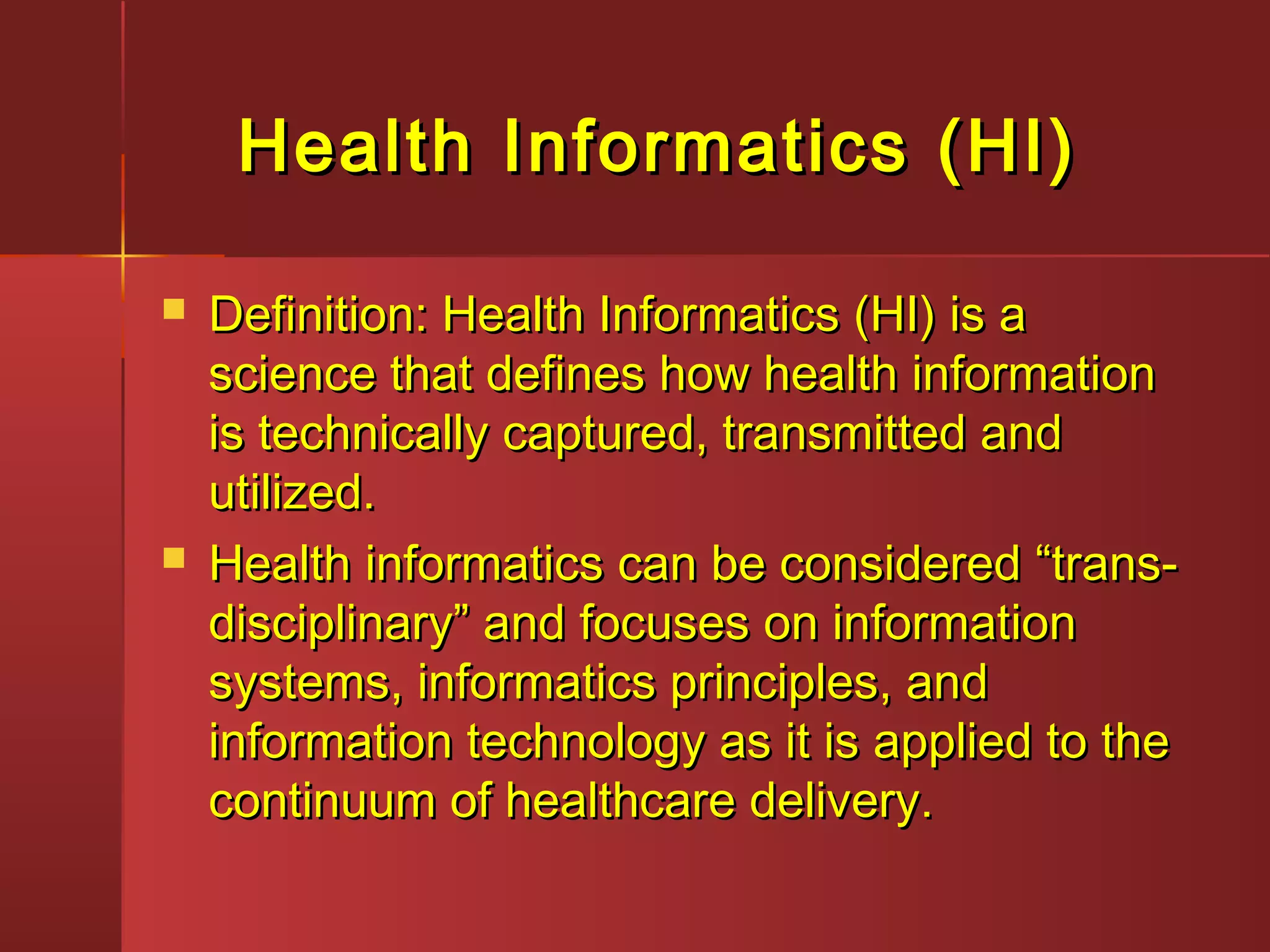 Introduction to Health Informatics | PPT