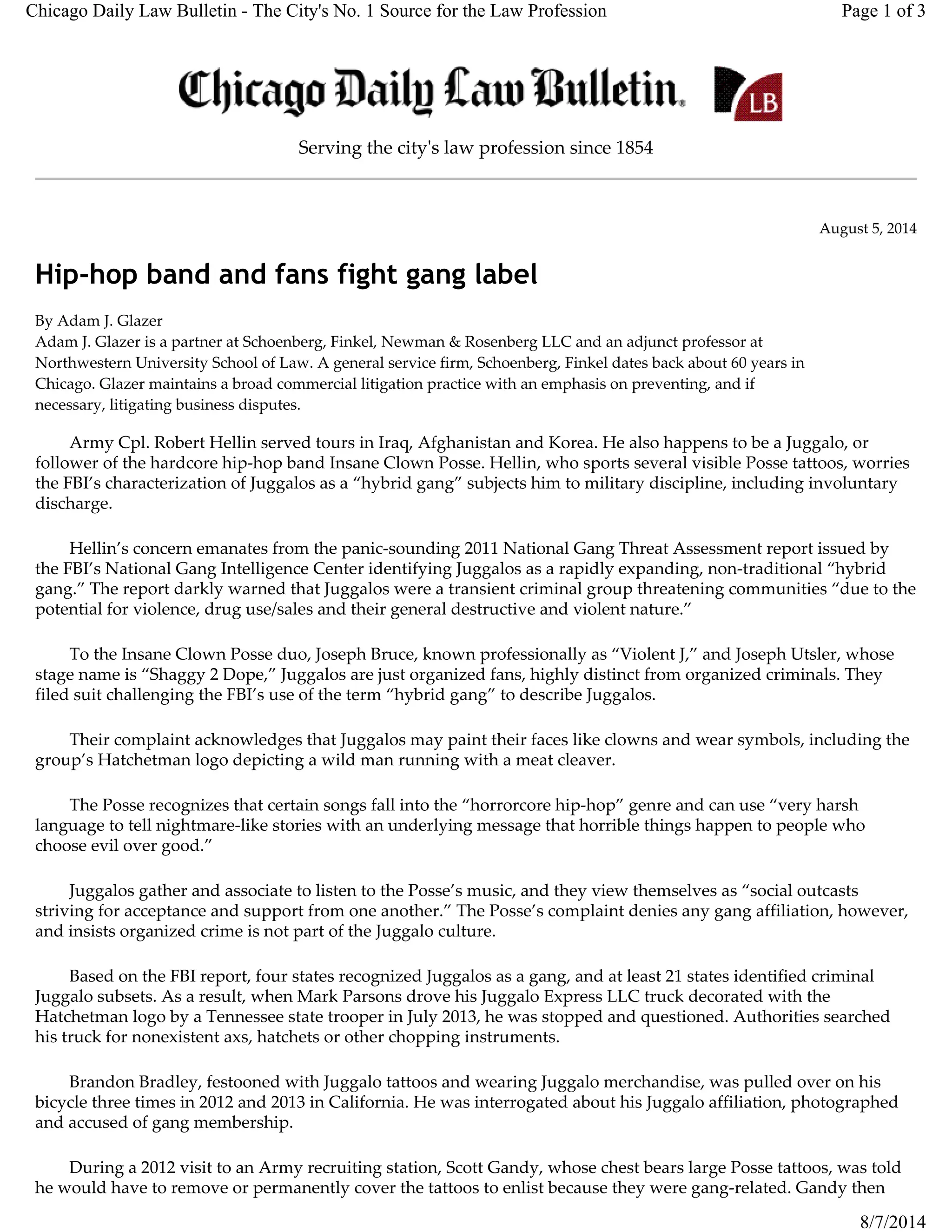 Hip hop band and fans fight gang label | PDF