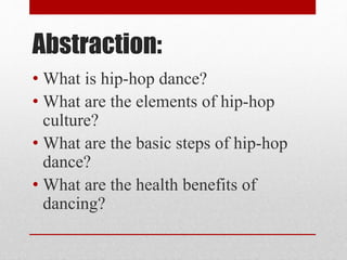 Hip hop dance | PPTX