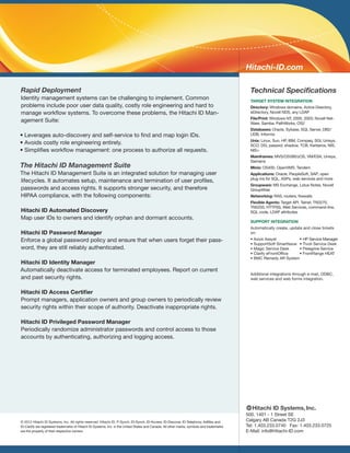 Hitachi ID Solutions Supporting HIPAA Compliance | PDF