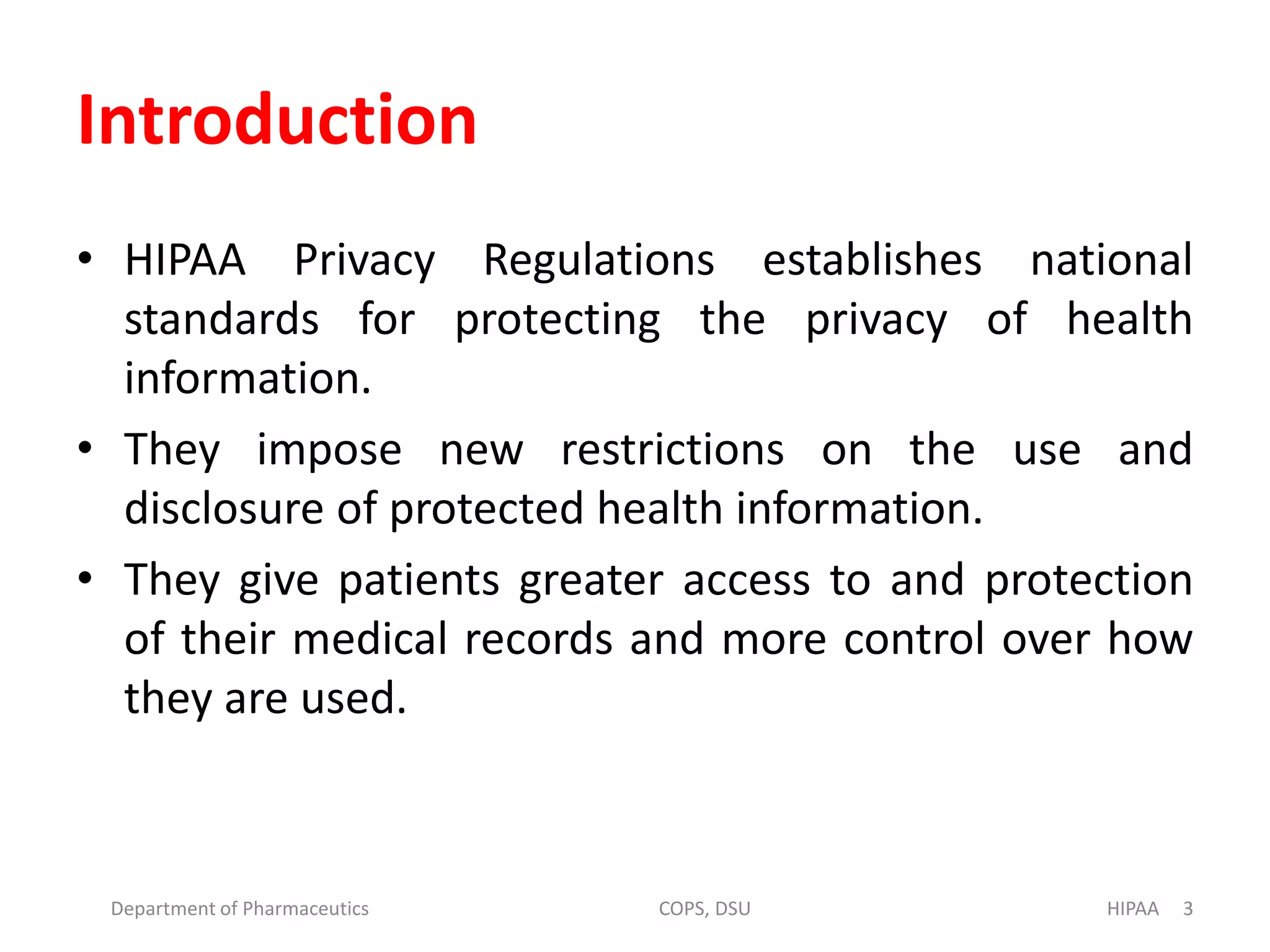 Health Insurance Portability & Accountability Act (HIPAA) | PPTX