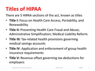 Health Insurance Portability & Accountability Act (HIPAA) | PPT