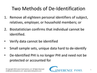 Safeguarding Personal Health Information: HIPAA Rules on De ...