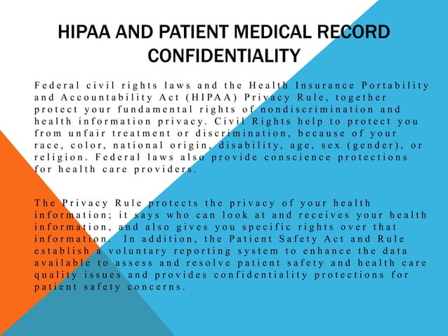 Hipaa and patient medical record confidentiality | PPT