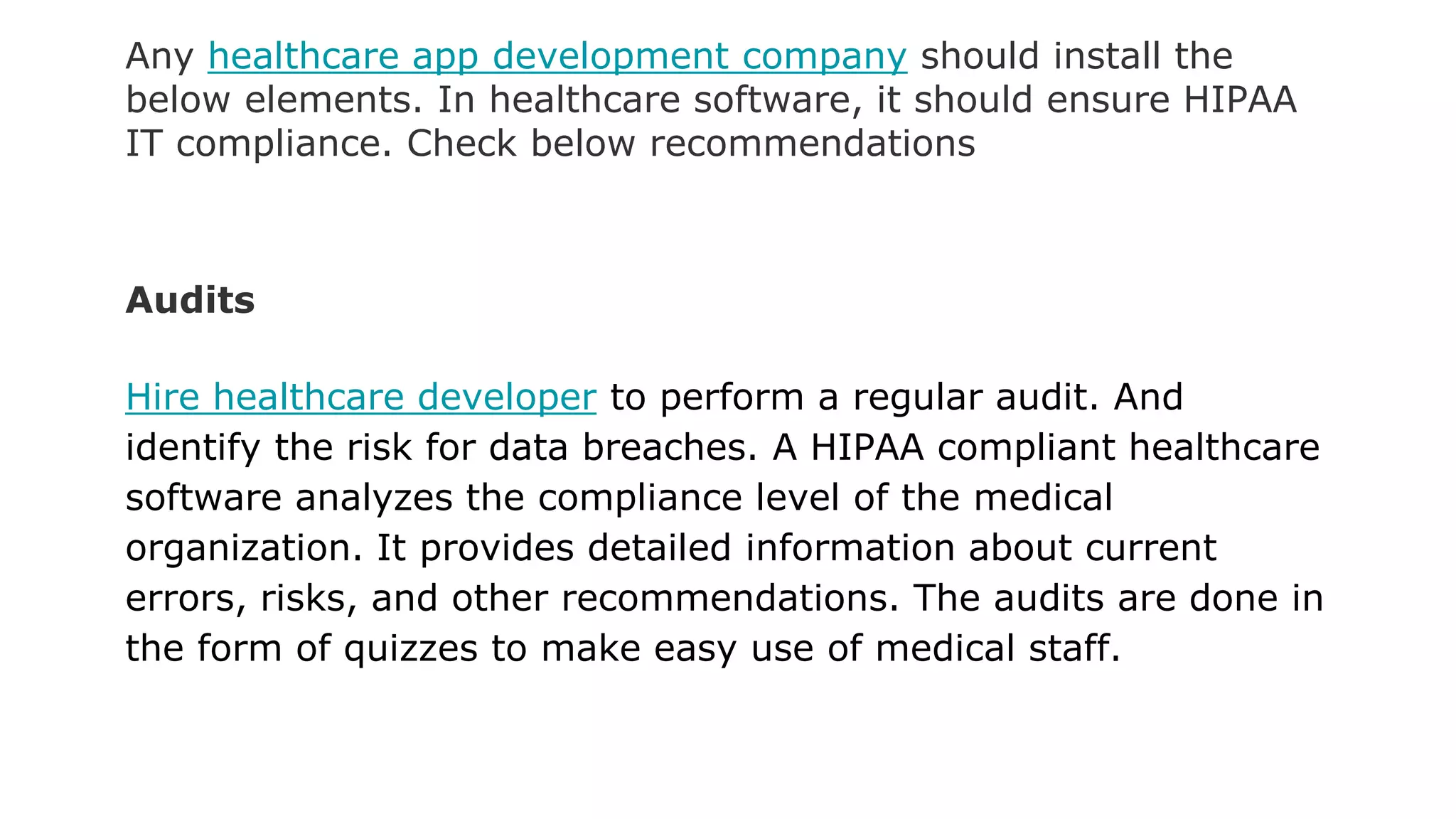 Hipaa checklist for healthcare software | PPTX