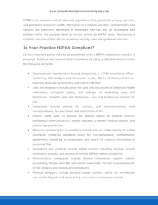 HIPAA Compliance Checklist for Medical Practices | PDF