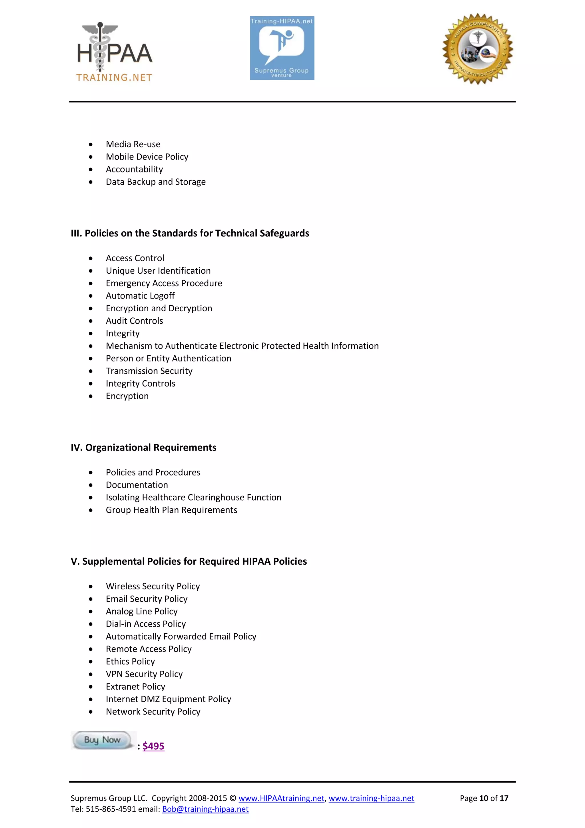 HIPAA Compliance Template Suites | PDF