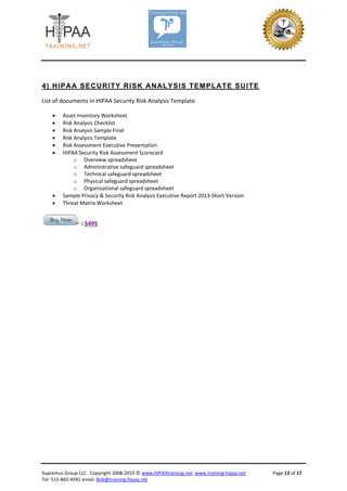 HIPAA Compliance Template Suites | PDF