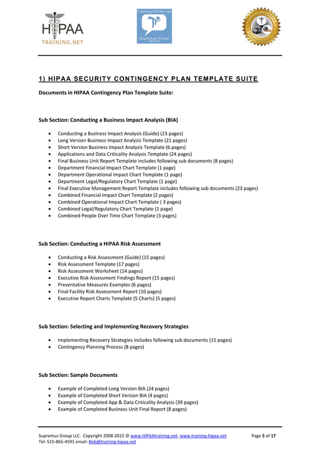 HIPAA Compliance Template Suites | PDF
