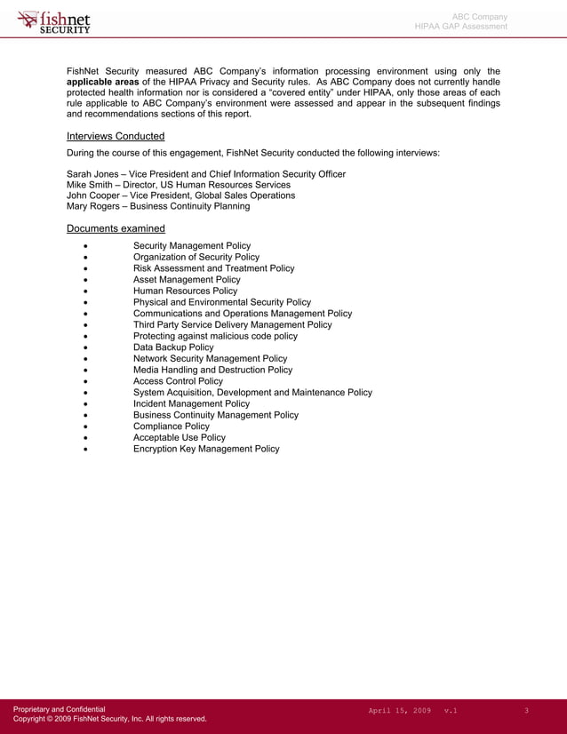 Hipaa Gap Assessment.Sanitized Report | PDF