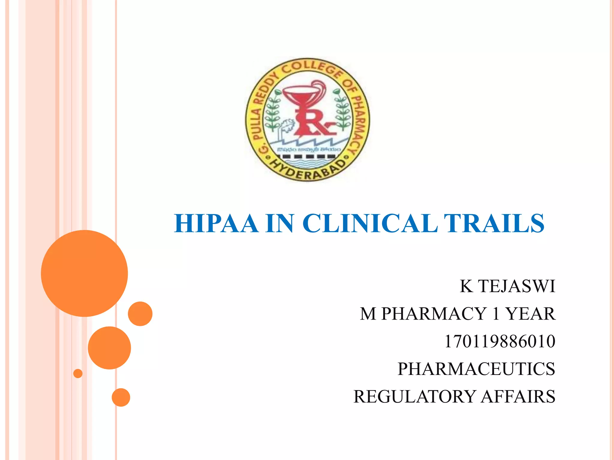 Hipaa in clinical trails | PPTX