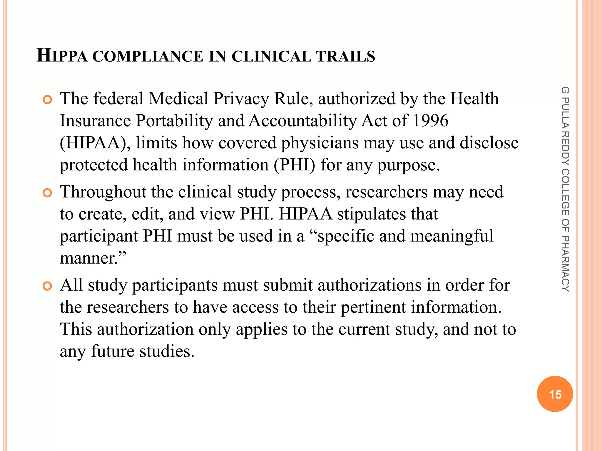 Hipaa in clinical trails | PPTX