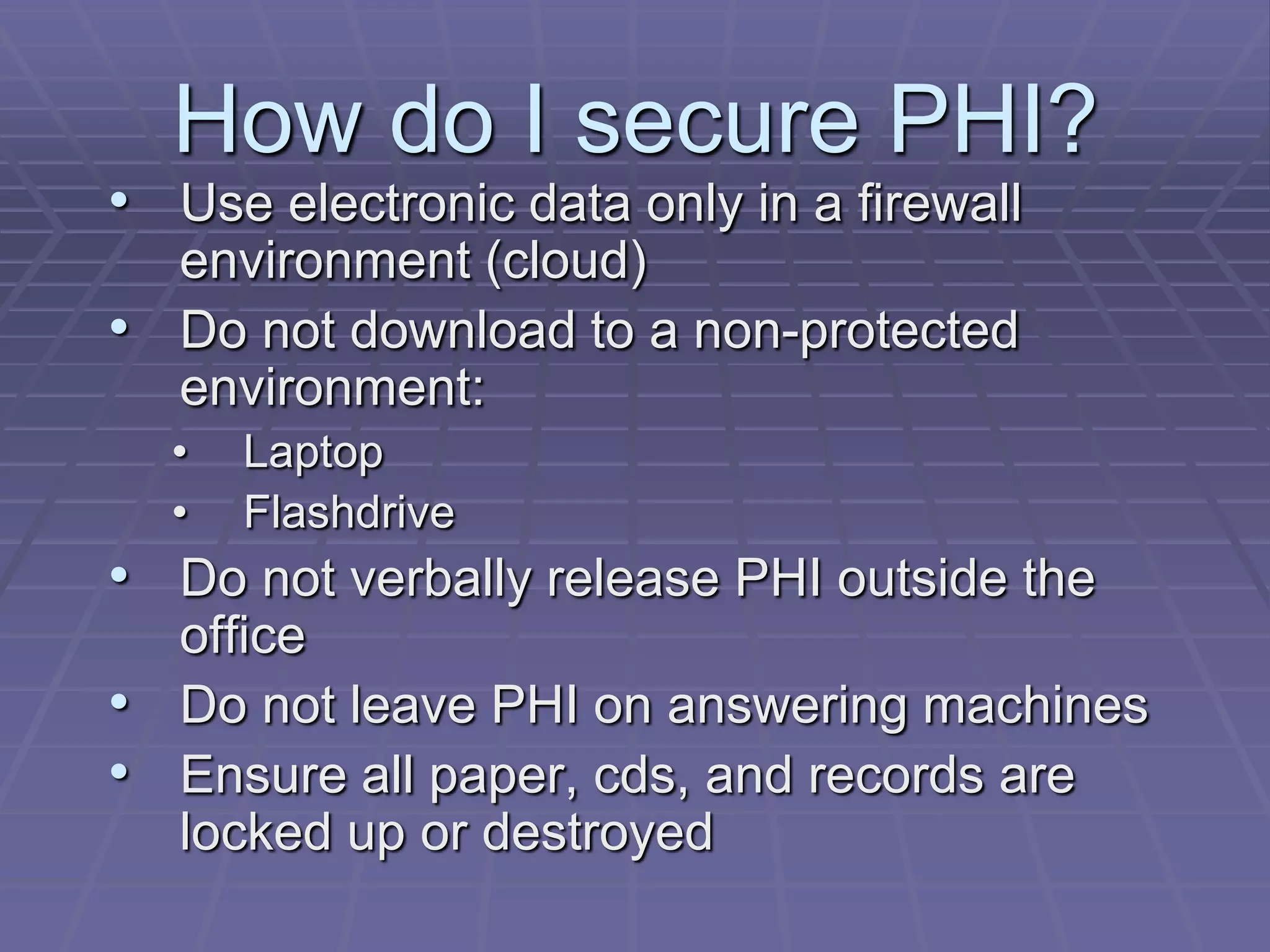 HIPAA Summary for Training | PPTX