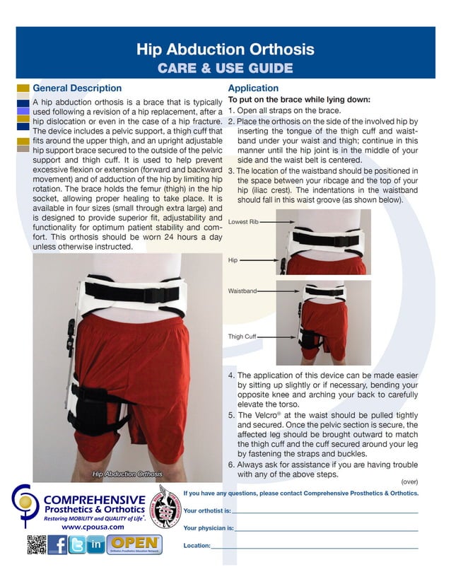 Hip Abduction Orthosis CARE AND USE GUIDE | PDF | Foot Health ...