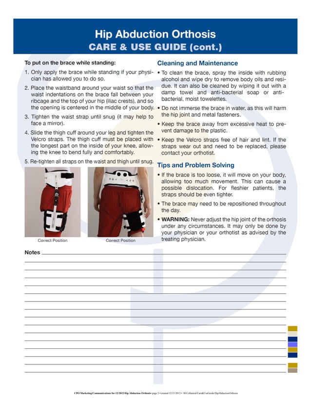 Hip Abduction Orthosis CARE AND USE GUIDE | PDF | Foot Health ...