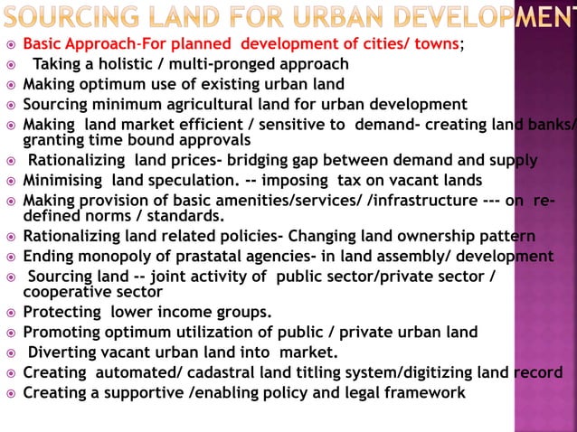 Urban Land Management & Options for Sourcing Land For Urban Development ...