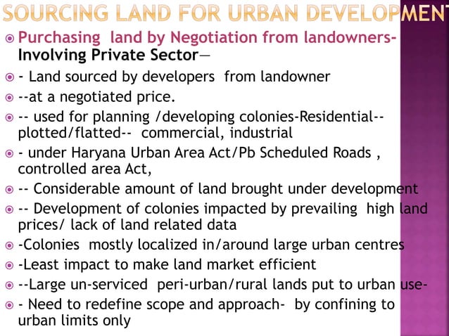Urban Land Management & Options for Sourcing Land For Urban Development ...