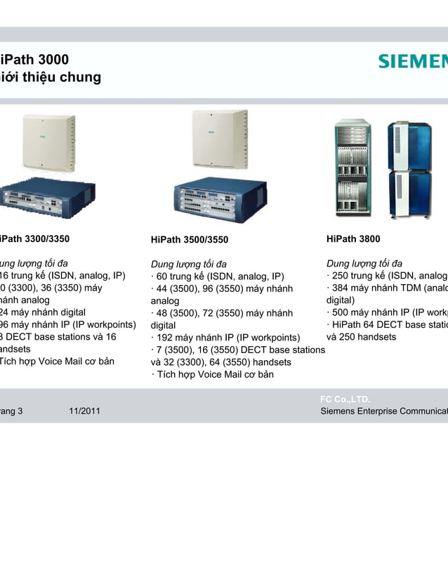 Tổng đài điện thoại Siemens Hipath 3000 [thegioitongdai.com.vn] | PDF