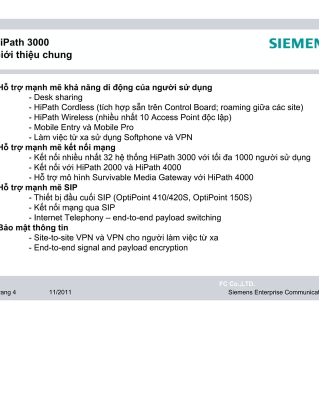 Tổng đài điện thoại Siemens Hipath 3000 [thegioitongdai.com.vn] | PDF