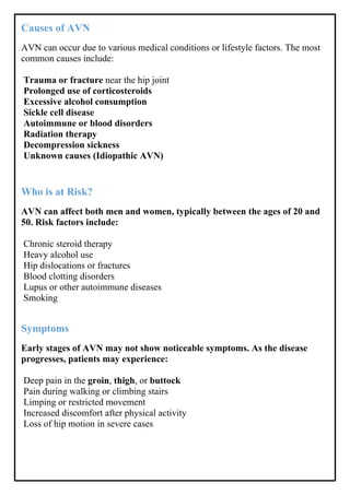 Hip Avascular Necrosis (AVN)-Dr. Abhishek Kumar Tripathi | PDF