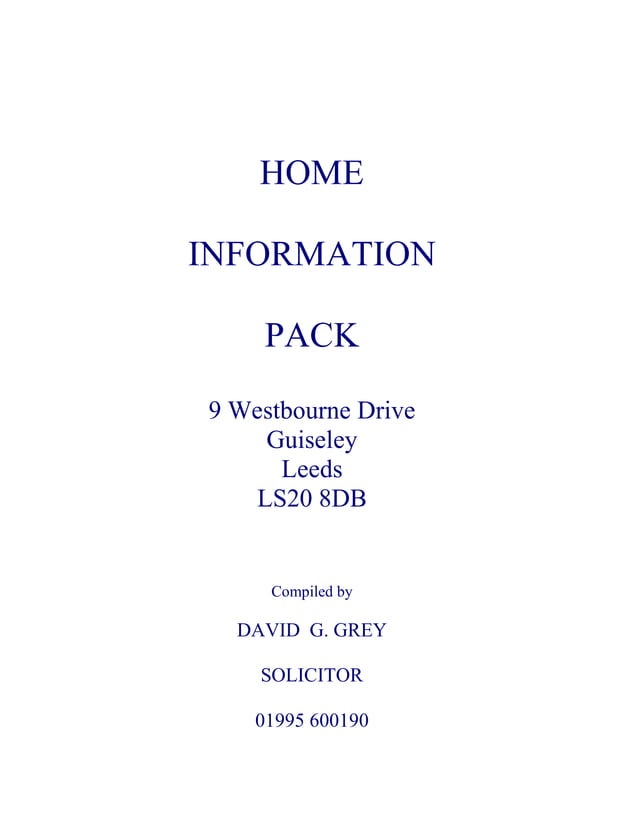 Home Information Pack | PDF
