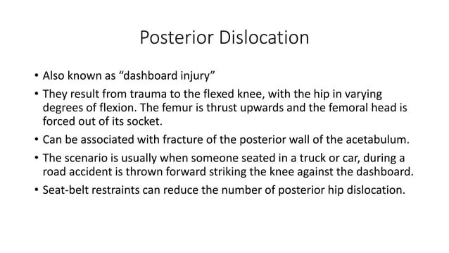 Hip dislocation | PPTX