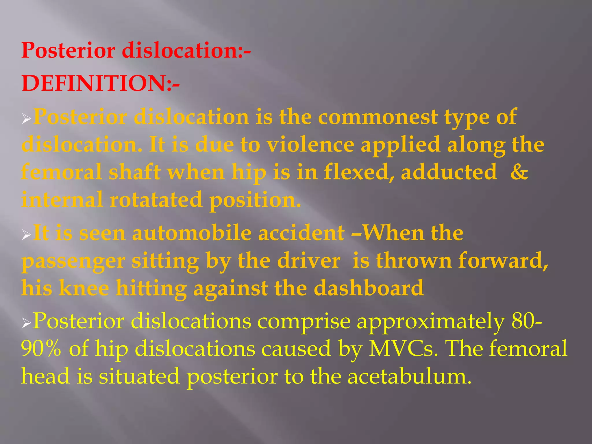 Hip dislocation | PPTX | Death, Injury, or Military Conflict ...