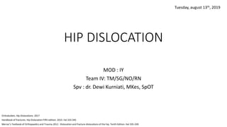 hip dislocation, anatomy, history, diagnosis, treatment and management.pptx