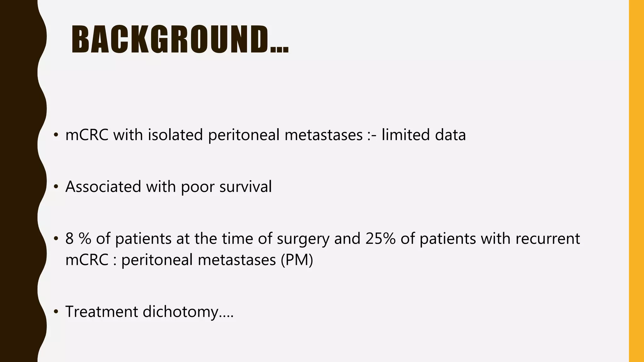 Hipec for metastatic colorectal cancers | PPTX