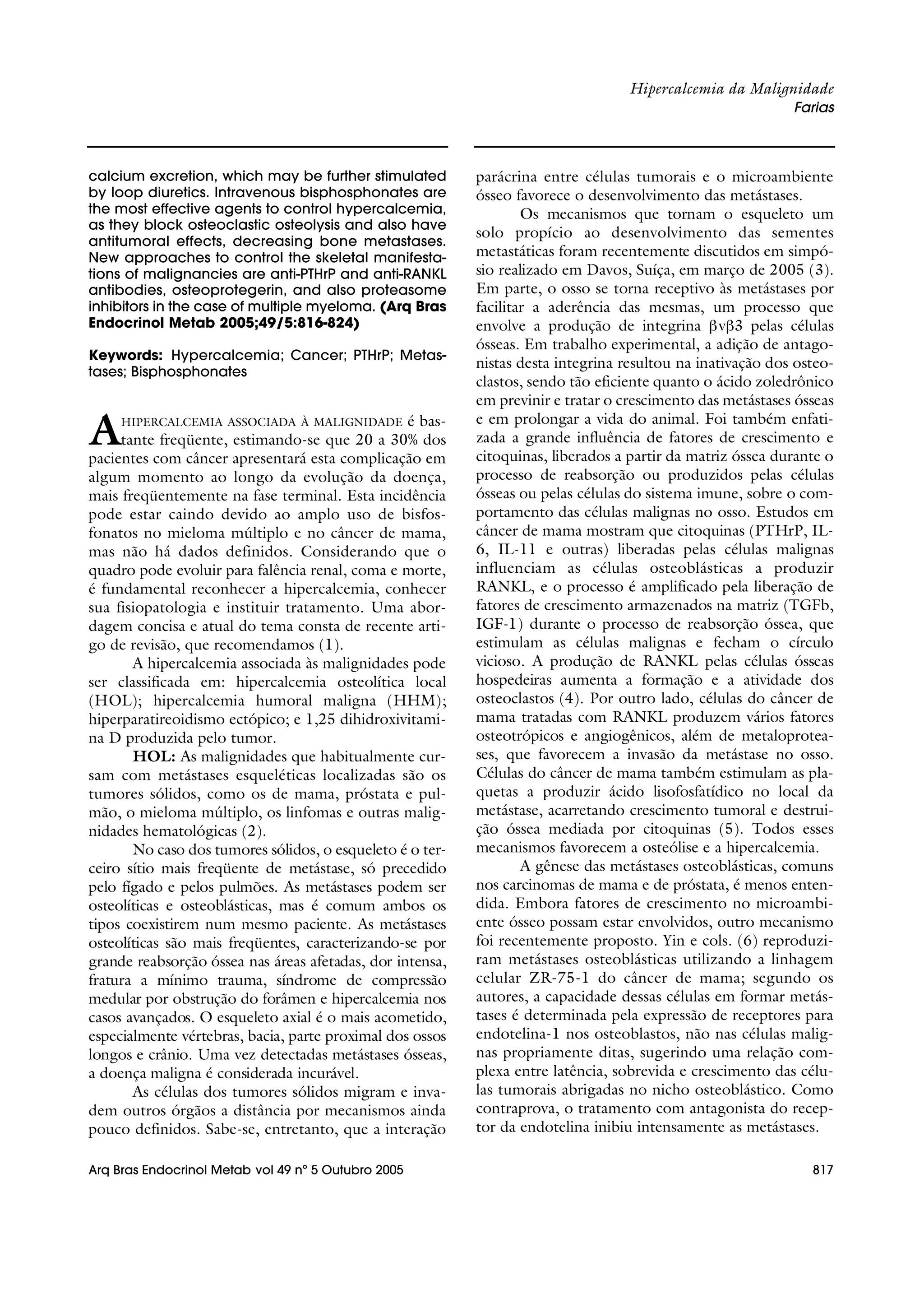 Hipercalcemia na malignidade | PDF | Cancer | Diseases and Conditions