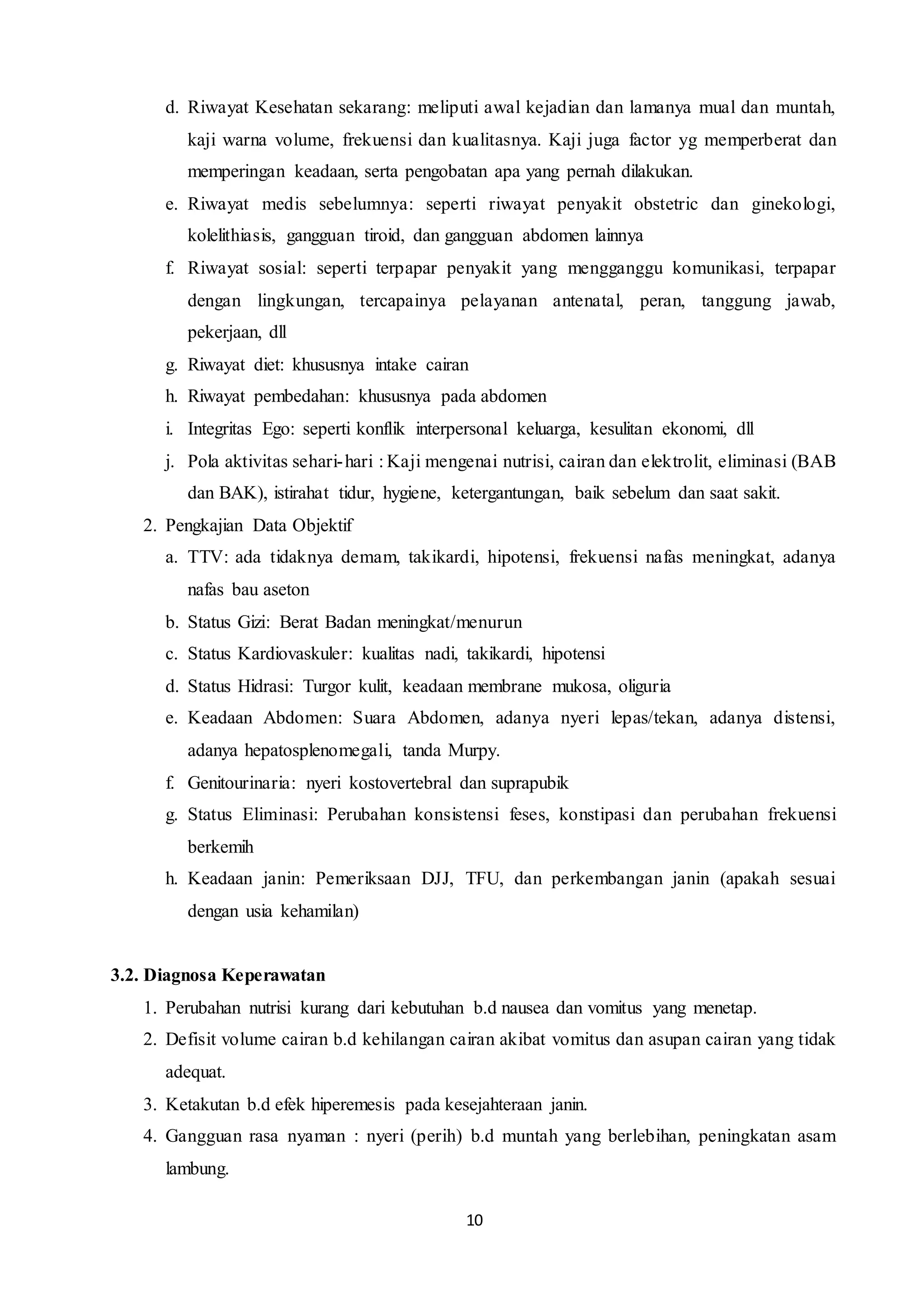 askep pasien dengan Hiperemesis gravidarum | DOCX