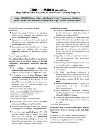Hi perf master mind immersion coaching prog order | PDF