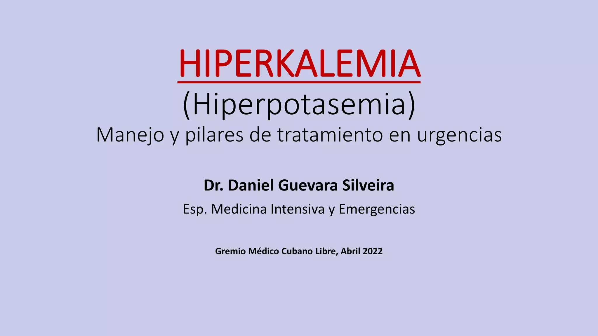 HIPERKALEMIA (Hiperpotasemia) | PPTX