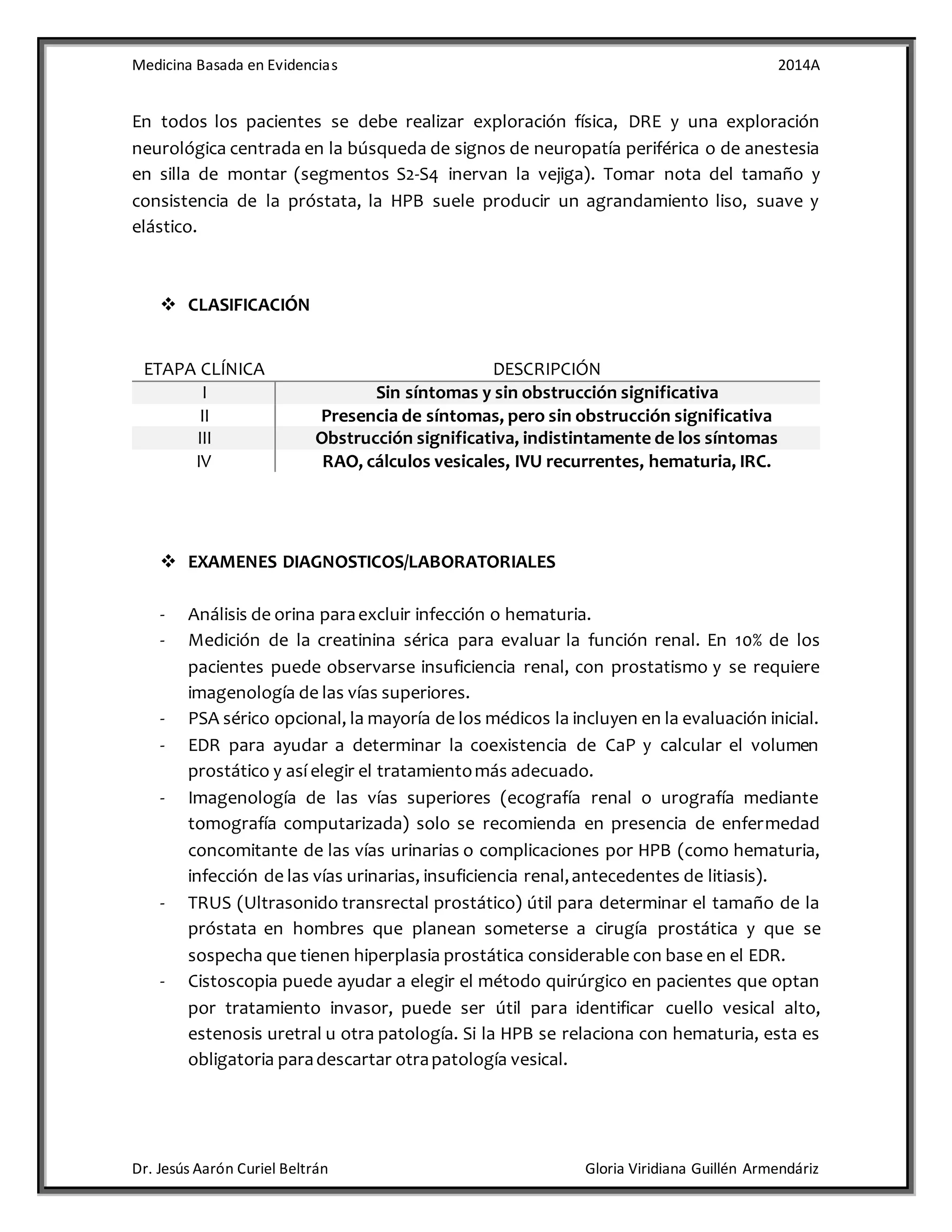 Hiperplasia prostática benigna | DOCX | Endocrine and Metabolic ...