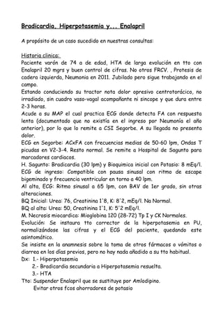 Hiperpotasemia y enalapril. | DOC